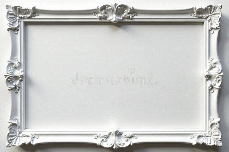Ornate White Rectangle Frame, Textured Surface , Shape, Clean Stock ...