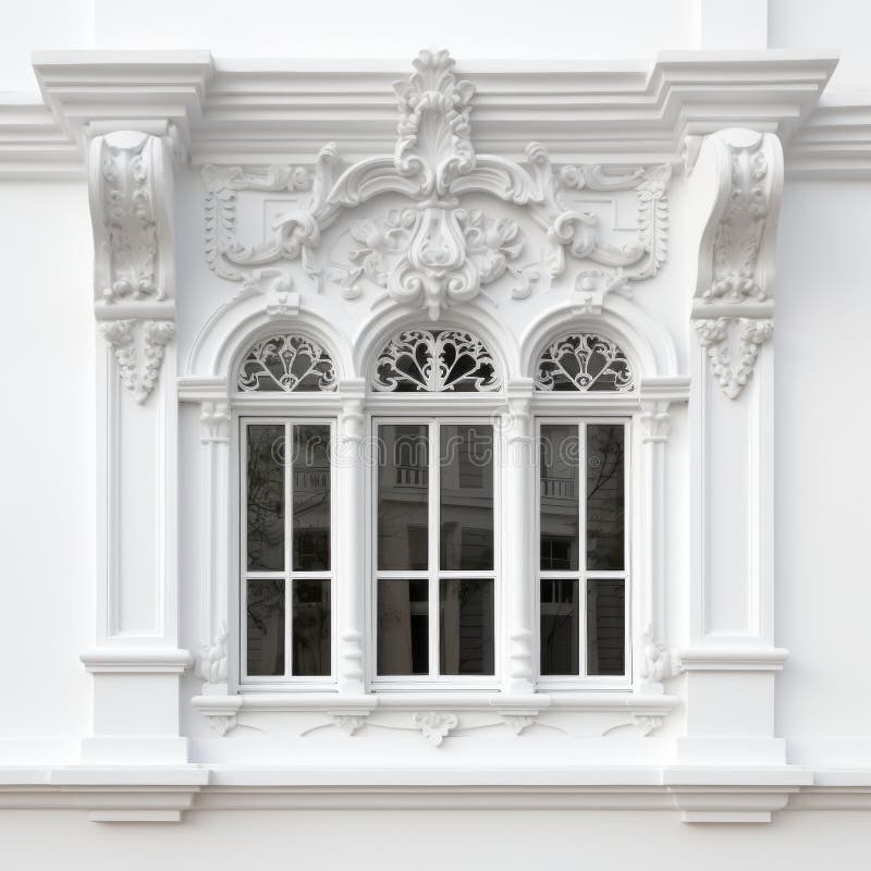 Ornate White Window: Colonial Architecture in Georgian Style Stock ...