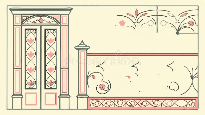 Ornate Window Design with Decorative Architectural Details Vector ...