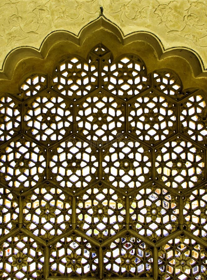 Ornate Window Screen Featuring an Intricate Lattice Design with ...