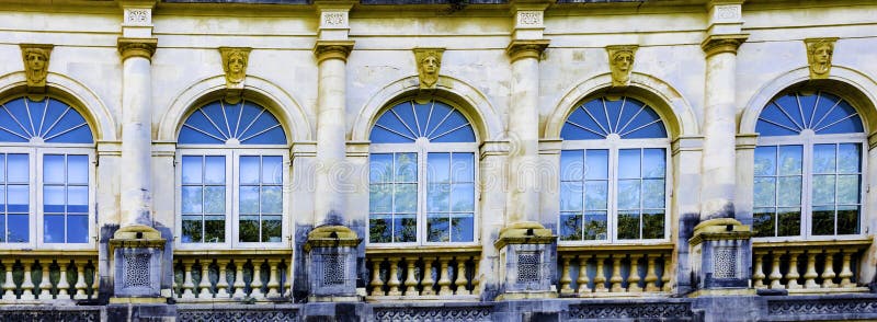 The Ornate Glass Windows of an Office Building in Mumbai, India Stock ...