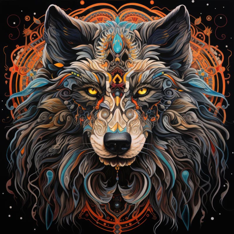 An Ornate Wolf with Stunning Patterns, Intricate, Majestic, and ... An Ornate Wolf with Stunning Patterns, Intricate, Majestic, and ...