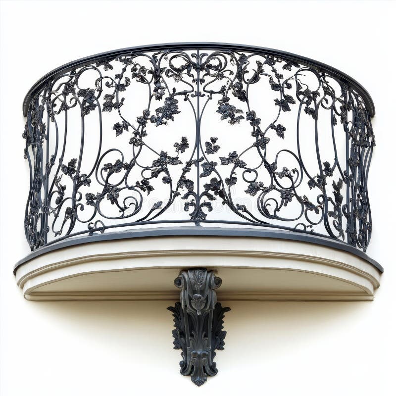 Ornate Wrought Iron Balcony Railing with Floral Patterns and Decorative ...