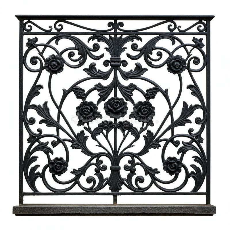 Ornate Wrought Iron Design Featuring an Intricate Pattern of Roses and ...