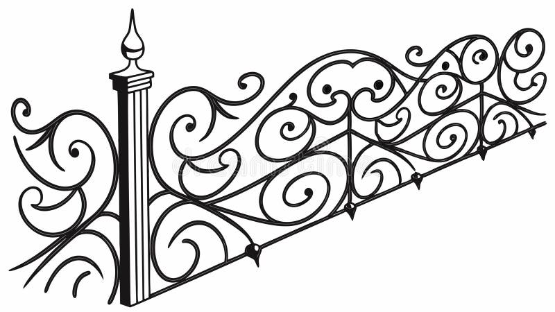Ornate Wrought Iron Fence Gate, Classic Decorative Element, Vector ...