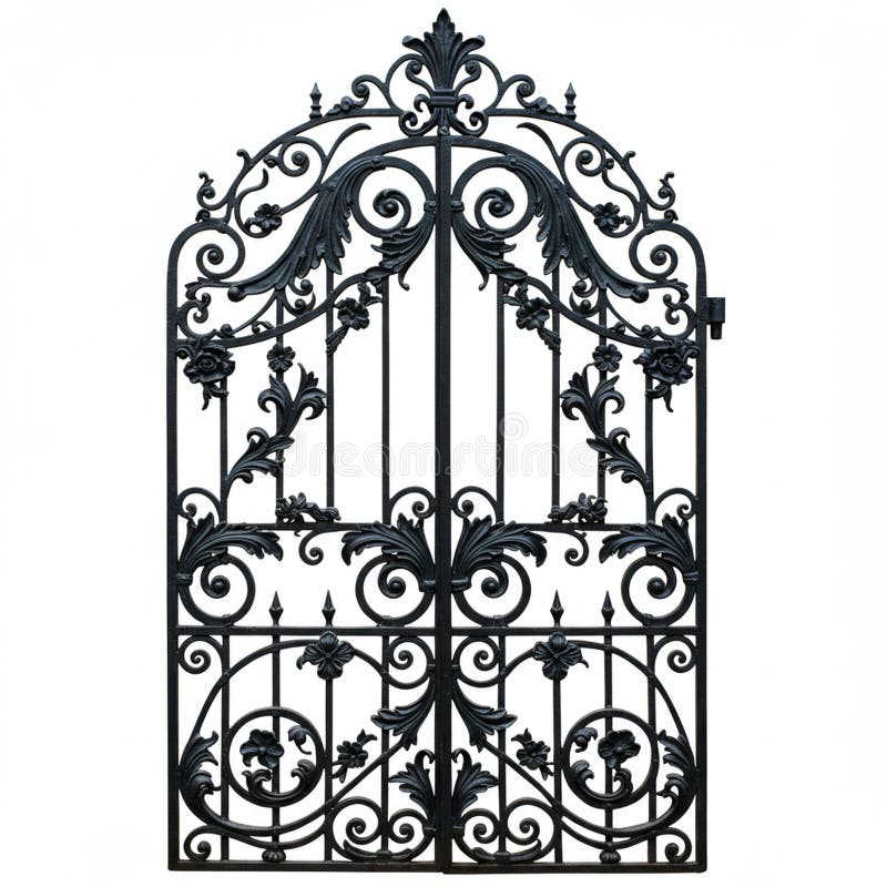 Ornate Wrought Iron Gate Featuring Intricate Scrollwork and Floral ...