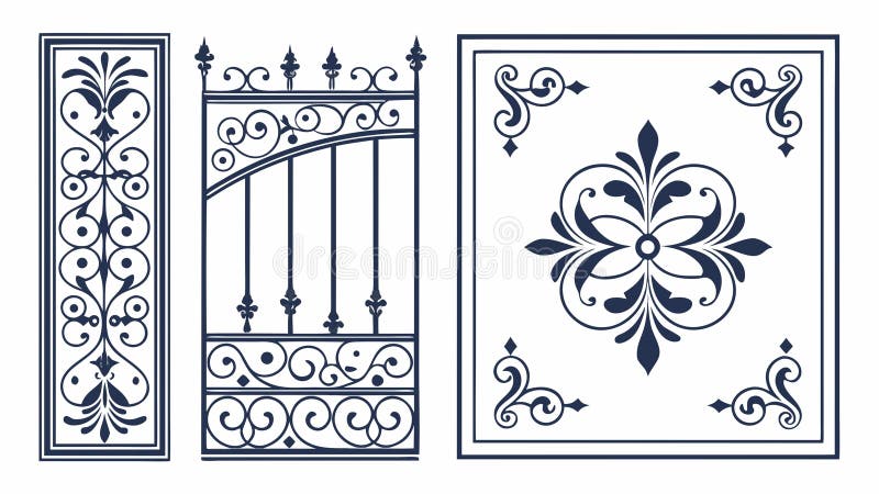 Ornate Wrought Iron Gate Sections, Elegant Architectural Details ...