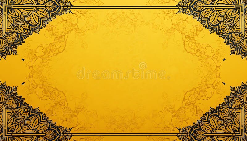 Ornate Yellow Background with Decorative Corner Accents Stock ...