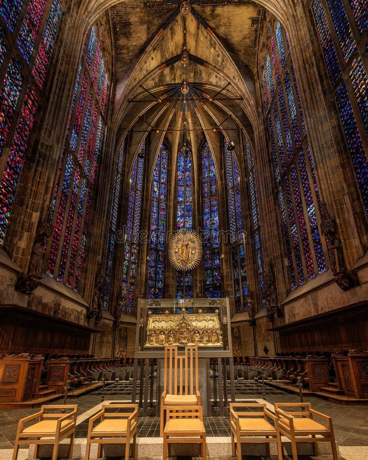 Ornately Decorated Interior of the Aachen Cathedral in Germany Stock ...
