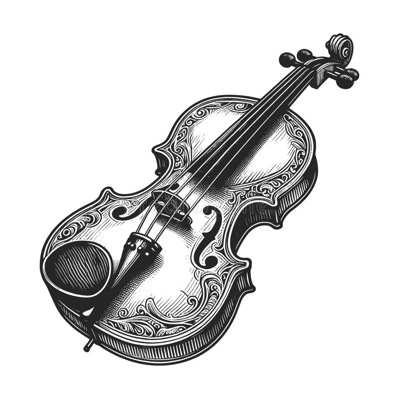 Ornate Violin with Detailed Scrollwork Vector Stock Vector ...