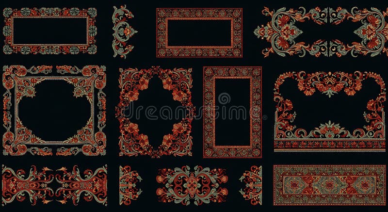 Ornately Designed Vintage Frames and Borders Featuring Intricate Floral ...