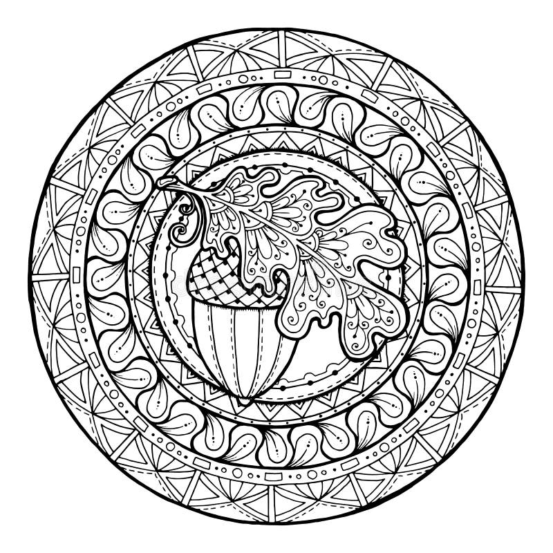 Ornement De Feuille De Chêne D'automne De Mandala Illustration de ...