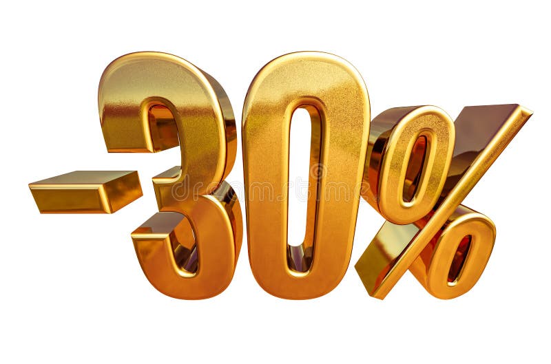 Oro 3d Segno Di Sconto Di 30 Per Cento Immagine Stock - Immagine di ...