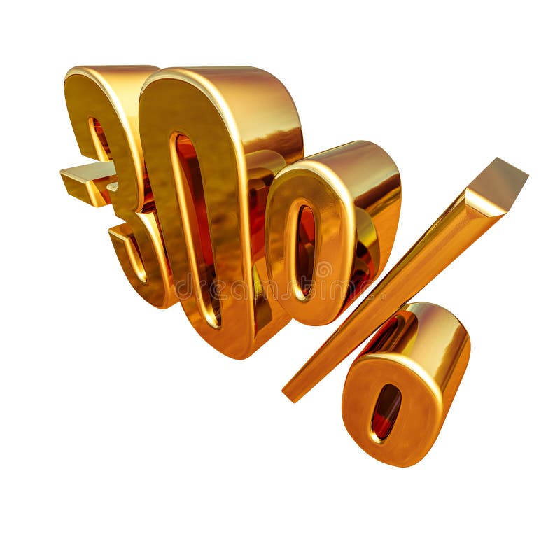 Oro 3d Segno Di Sconto Di 30 Per Cento Fotografia Stock - Immagine di ...