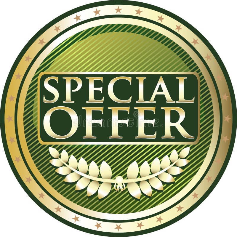 Oro Di Offerta Speciale Ed Icona Verde Dell'etichetta Illustrazione ...