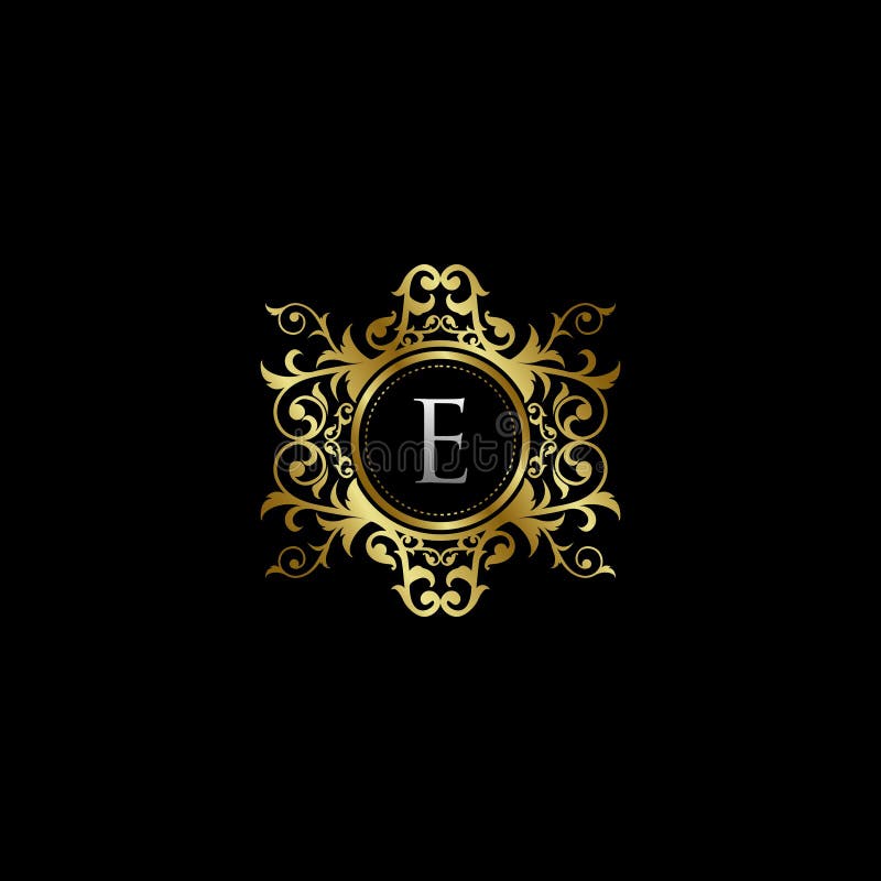 Oro Elegante De Lujo Inicial Logo Vector De E Stock de ilustración ...