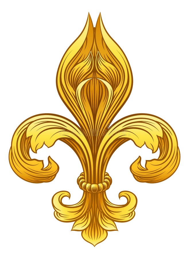 Flor De Lis Del Oro En Un Fondo Azul Ilustración del Vector ...