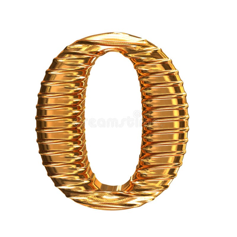 Oro Fluido Horizontalmente 3d Letra O Ilustración del Vector ...