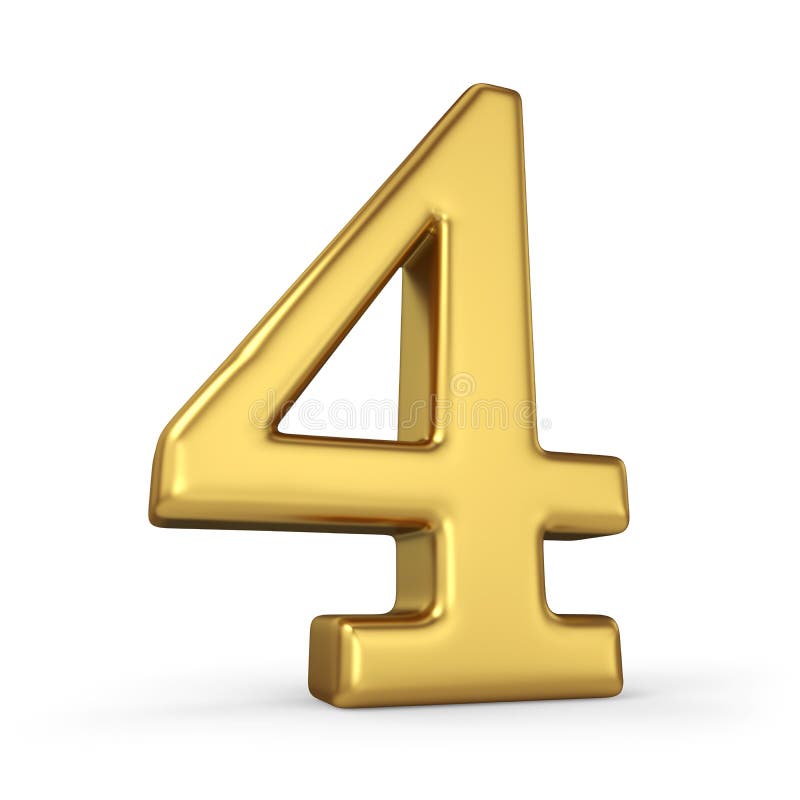 Oro Número 4 Aislado En Blanco Stock de ilustración - Ilustración de ...