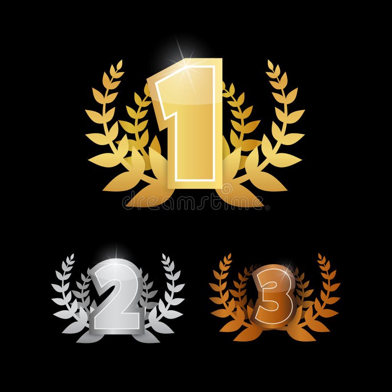 Oro, Plata, Bronce - Primero, Segundo Y Tercer Lugar Ilustración del ...