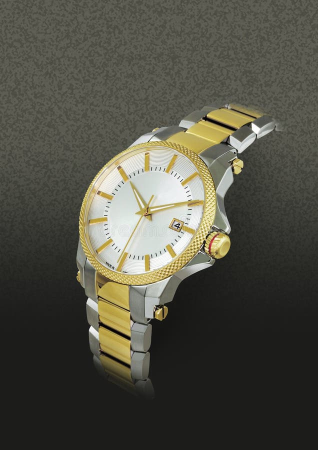 Oro y reloj blanco foto de archivo. Imagen de acero - 115914778