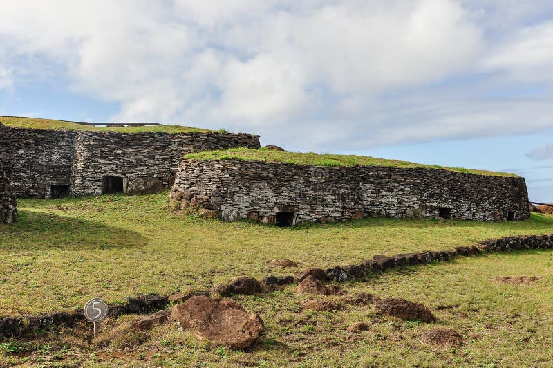 Orongo Village on Easter Island, Chile Stock Photo - Image of south ...