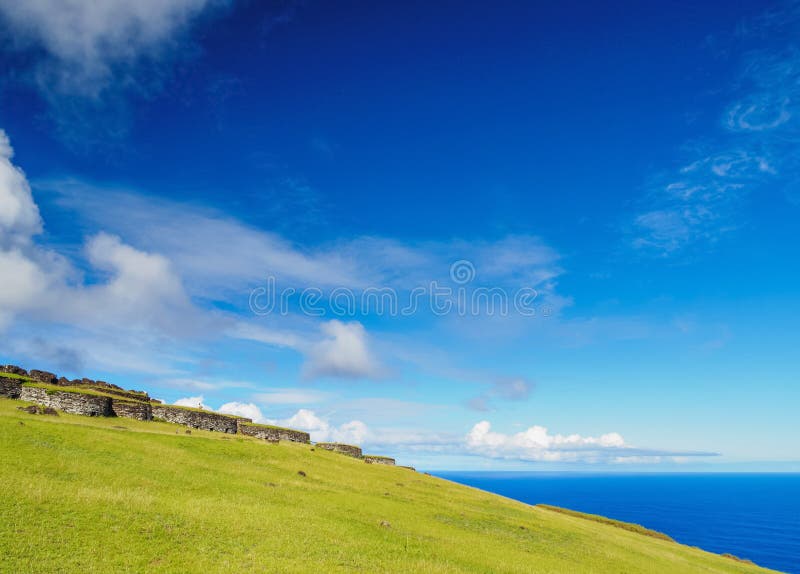 Orongo Village on Easter Island, Chile Stock Image - Image of complex ...