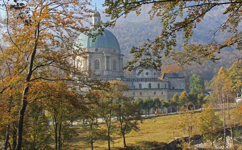 Oropa Sanctuary from the Woods Stock Image - Image of building ...