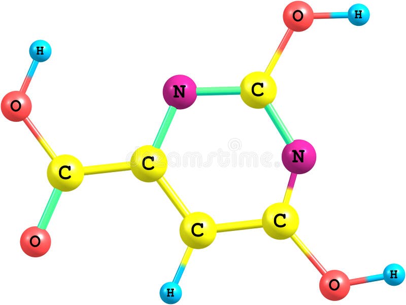 Orotic Acid Molecular Structure Isolated on White Stock Illustration ...