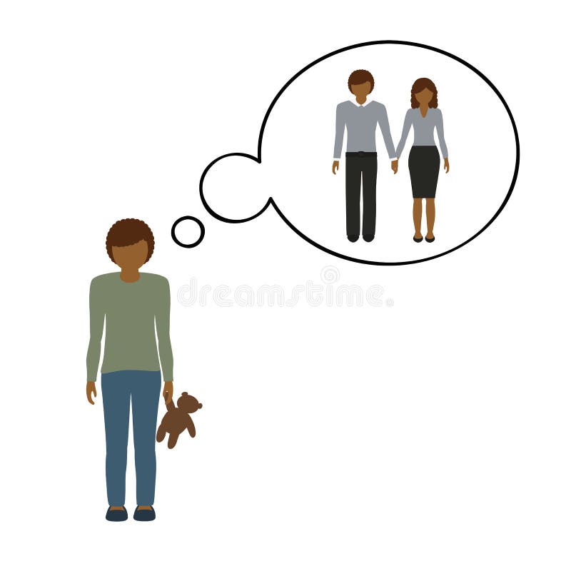 Orphan Boy is Thinking about His Parents Stock Vector - Illustration of ...