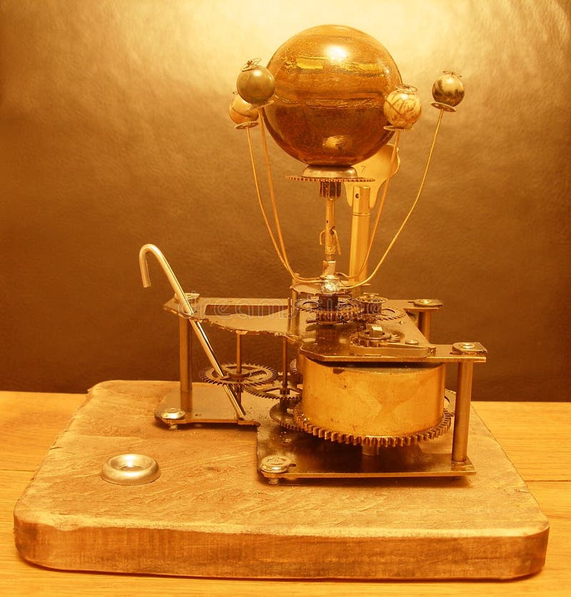 Orrery Steampunk Art Clock with Jupiter and 4 Moons Stock Photo - Image ...