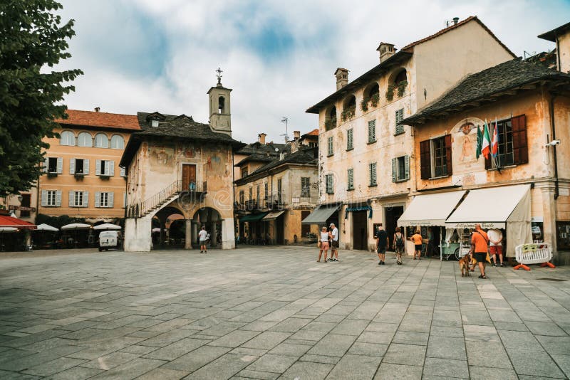 Orta San Giulio during Summer Editorial Photography - Image of main ...