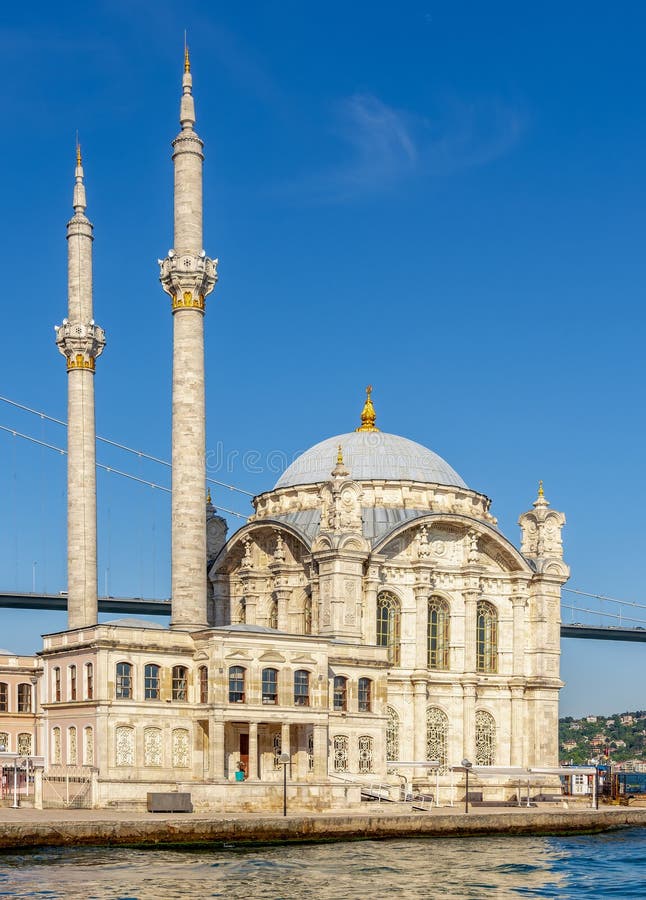 Ortakoy Mosque and Bosphorus Bridge in Istanbul, Turkey Stock ...