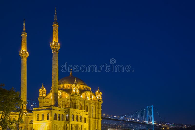 Ortakoy Mosque at Night in Istanbul, Turkey Stock Image - Image of ...