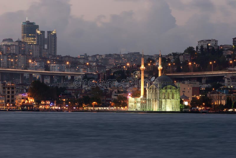 Ortakoy Mosque at Night in Istanbul, Turkey Editorial Photography ...