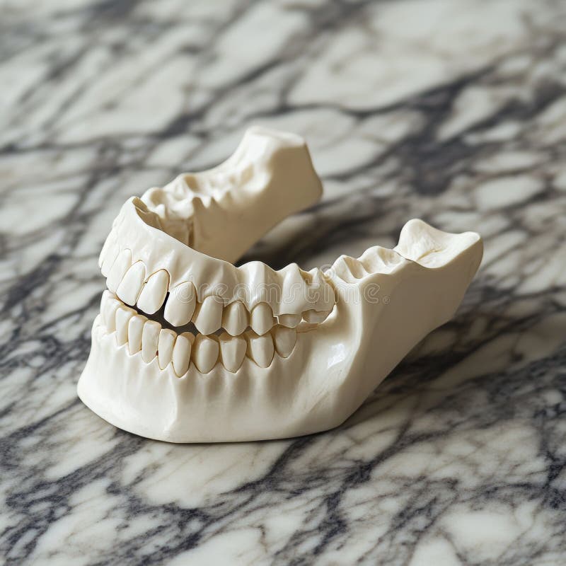 Orthodontic Model of Human Teeth on White Marble Background Stock ...