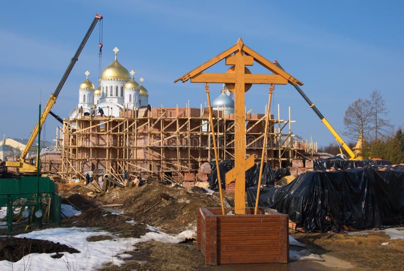 Orthodox Cross on the Construction of a New Temple Stock Image - Image ...