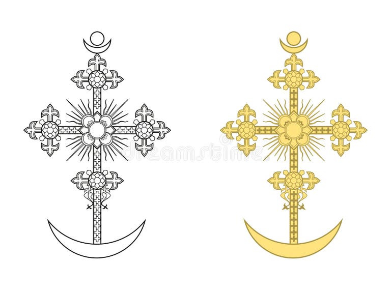 Orthodox Cross with a Crescent Stock Vector - Illustration of culture ...