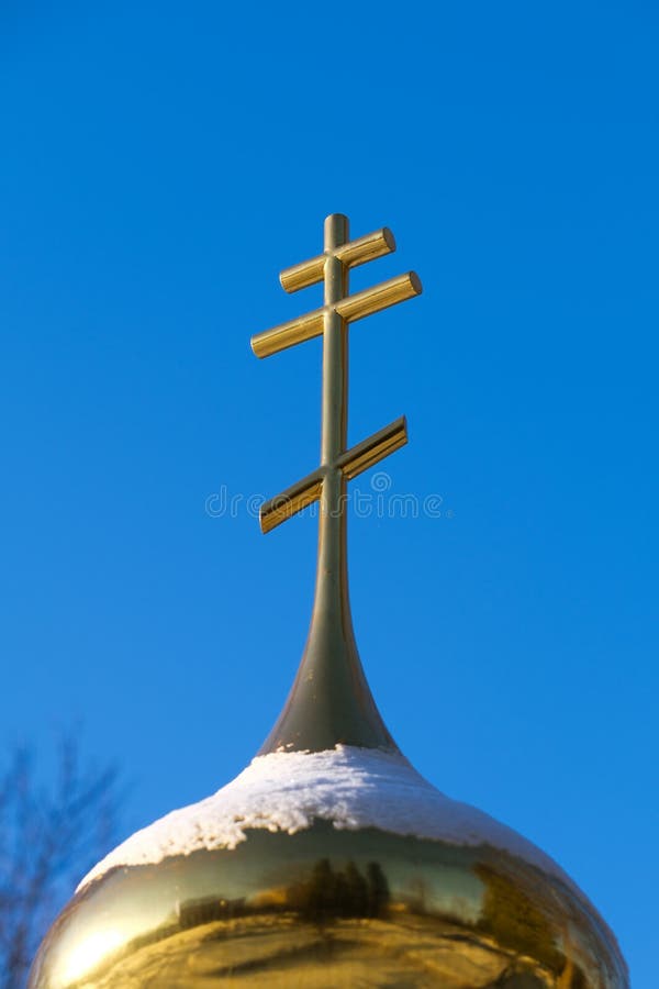 Orthodox cross stock image. Image of reflection, winter - 361840079