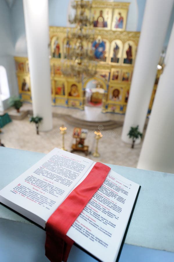 Orthodox Holy Bible on the Table Stock Image - Image of icon, europe ...