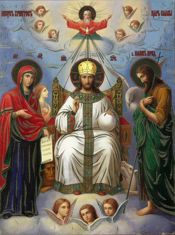 Orthodox Icon of Jesus Christ on the Throne. Deesis Editorial Photo ...