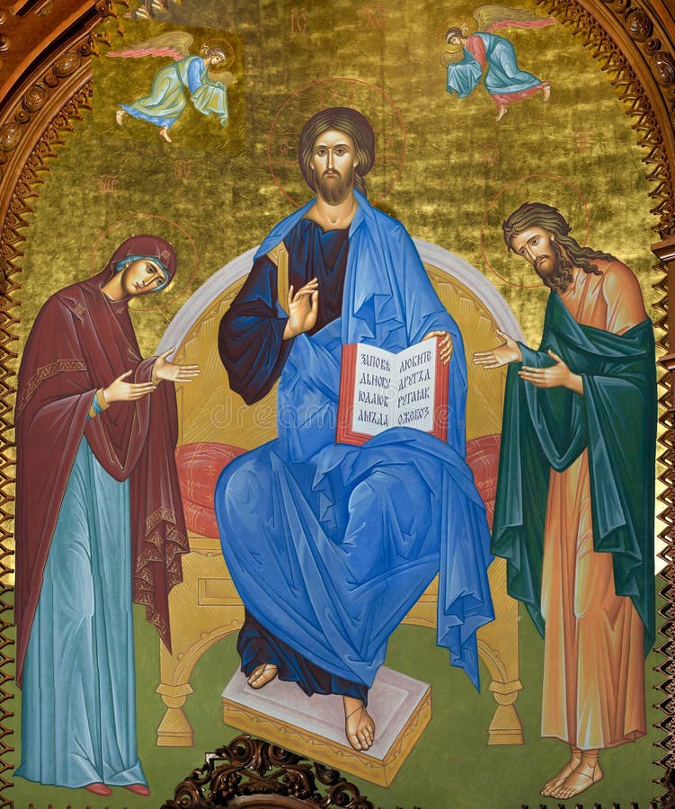 Orthodox Icon of Jesus Christ on the Throne. Deesis Editorial ...