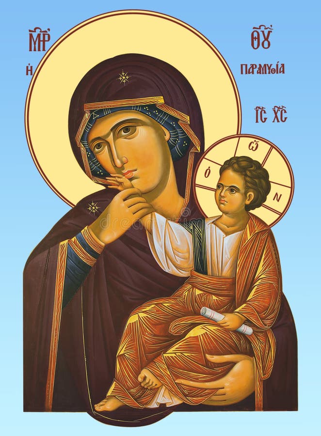 Orthodox Icon of the Mother of God Stock Illustration - Illustration of ...