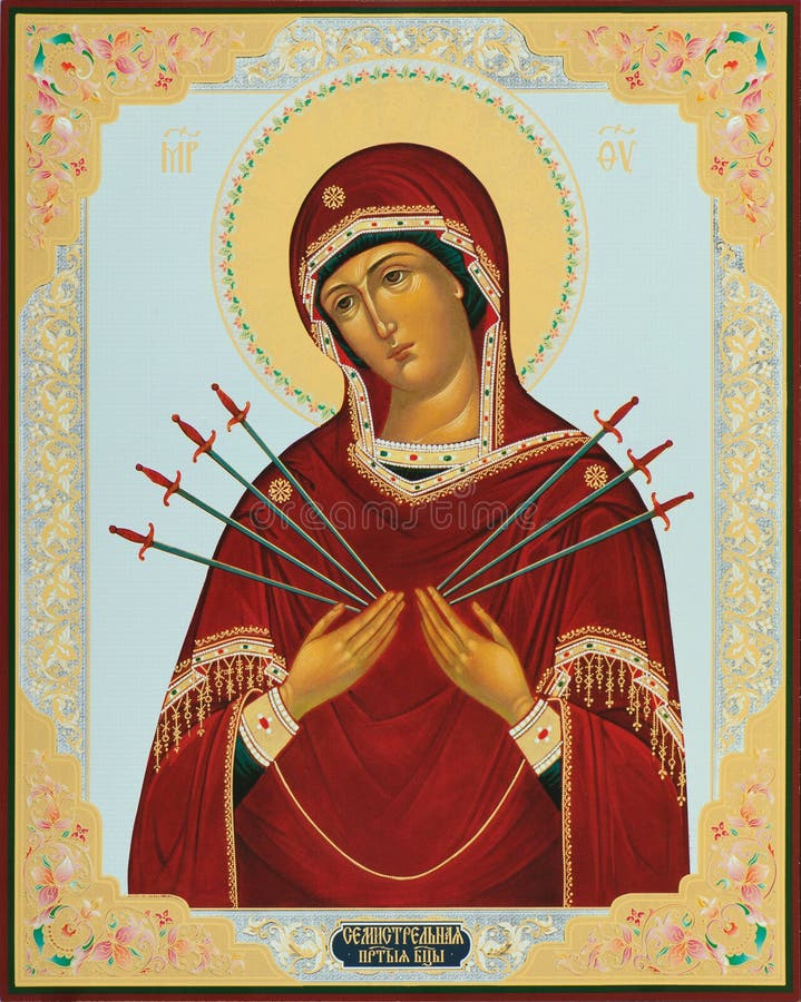 Orthodox Icon of the Mother of God Stock Illustration - Illustration of ...