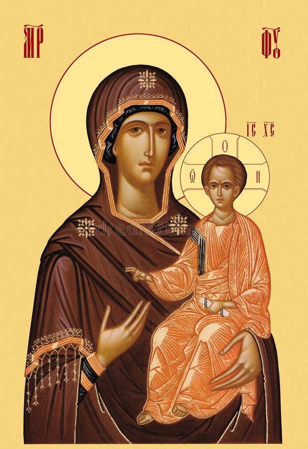 Orthodox Icon of the Mother of God Stock Illustration - Illustration of ...