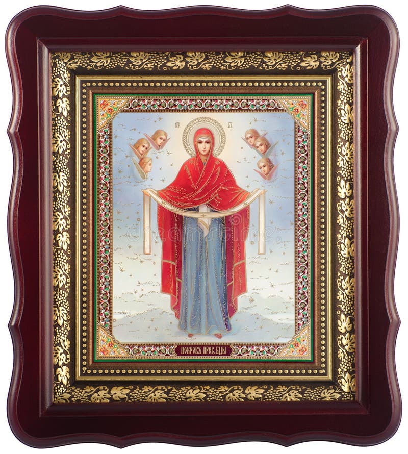 Orthodox Icon of the Protection of the Holy Virgin Stock Image - Image ...