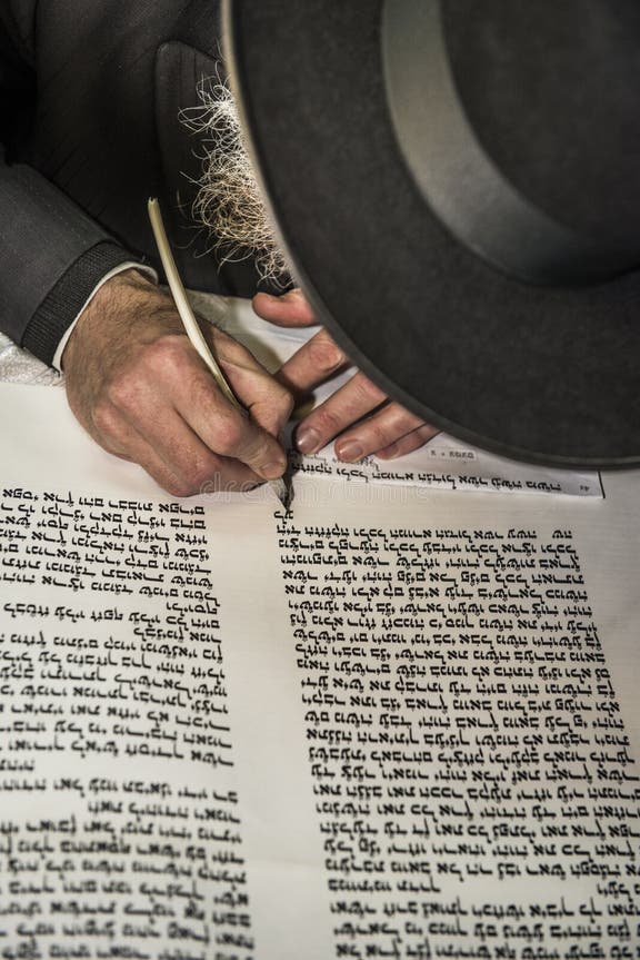 An Orthodox Hand Writing a Torah Script Stock Photo - Image of jewish ...