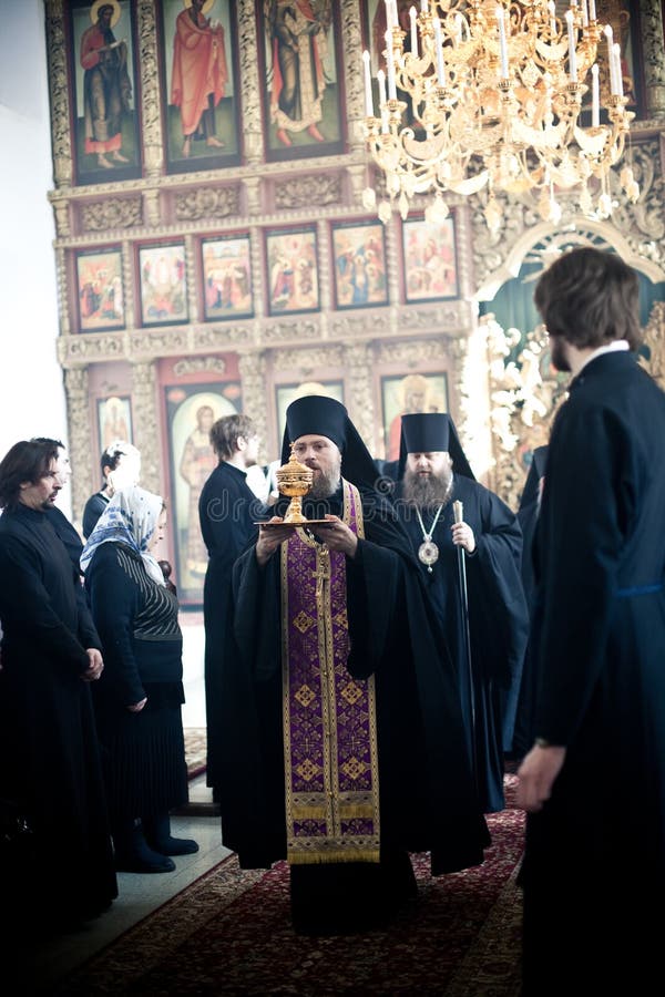 Orthodox Liturgy with Bishop Editorial Image - Image of pray, cloister ...