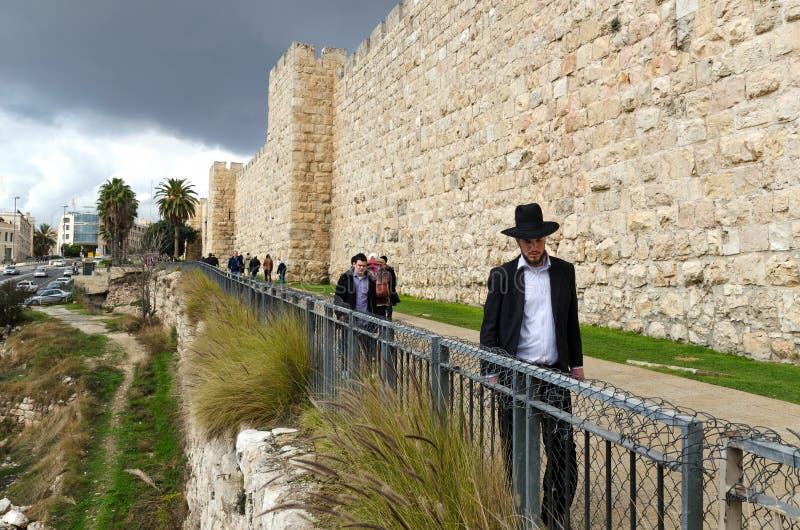 Orthodox Men Walking in Jerusalem Old City Editorial Photography ...