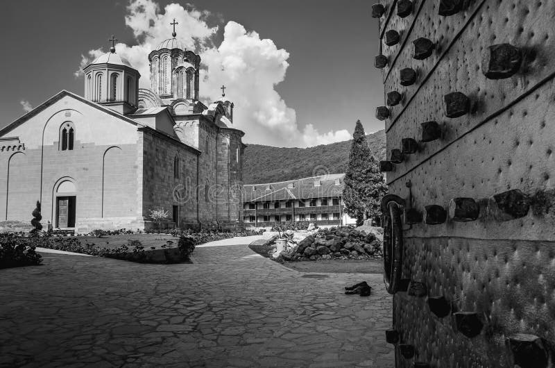 Orthodox monastery gate. stock photo. Image of manasija - 75487436